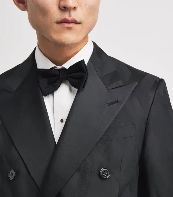 Ralph Lauren Purple Label Cotton-silk Double-breasted Kent Tuxedo Jacket - Black