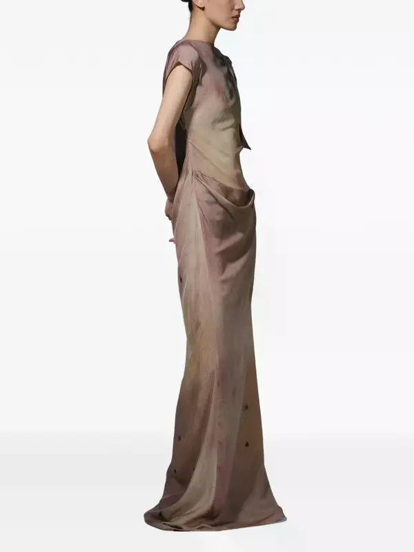 YANGKEHAN Draped Maxi Silk Dress