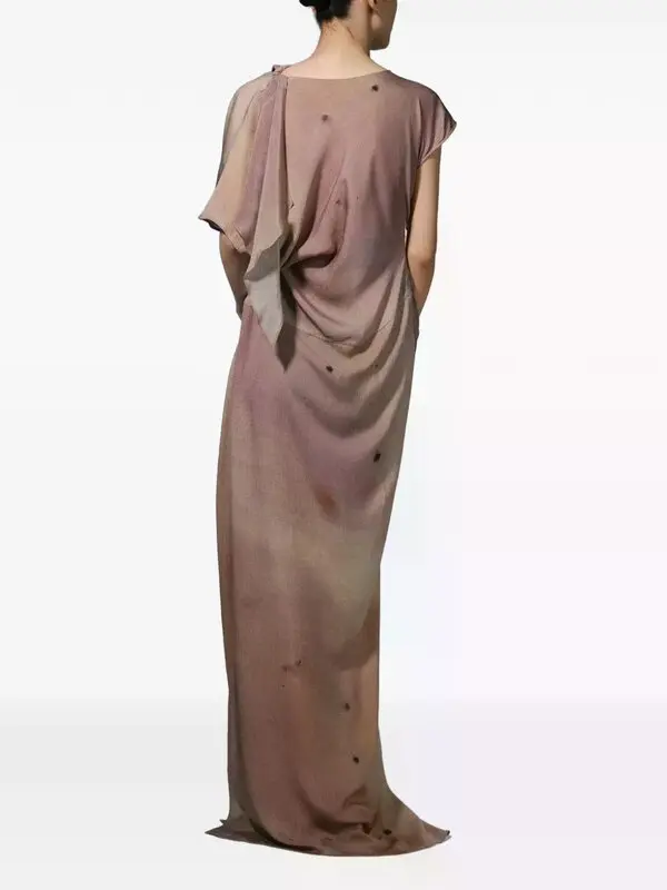 YANGKEHAN Draped Maxi Silk Dress