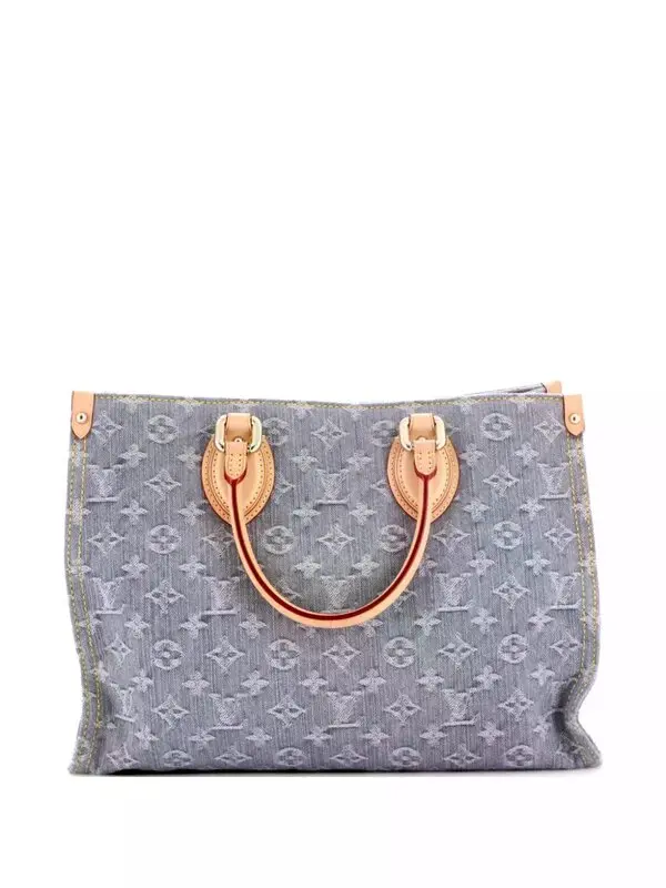 LOUIS VUITTON Onthego Mm Monogram Denim Tote Bag