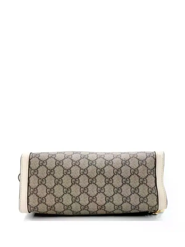 Gucci Padlock Chain Tote Gg Coated Canvas With Leather Small Shoulder Bag - Brown