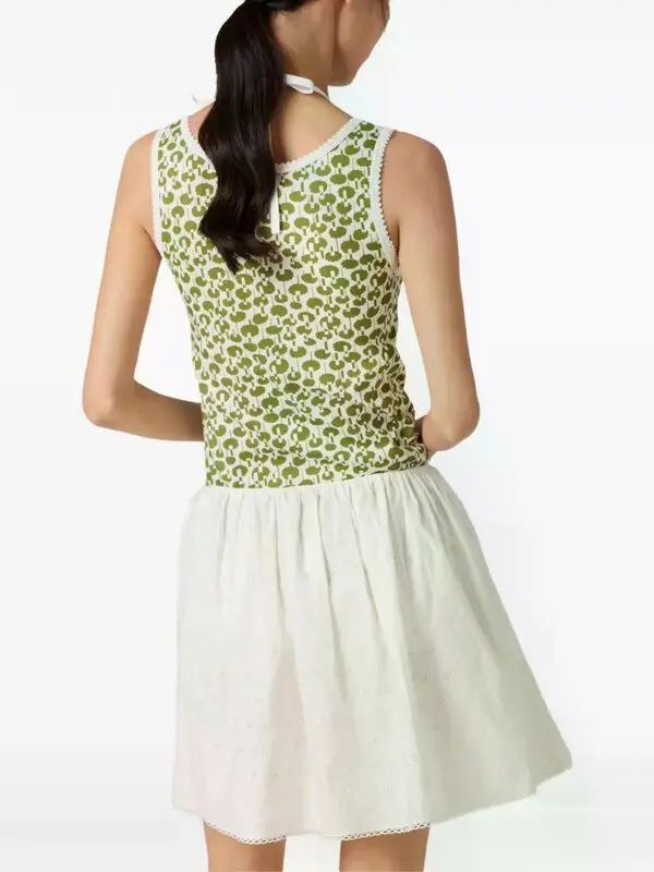 Miu Miu Ribbed Cotton Floral Print Tank Top