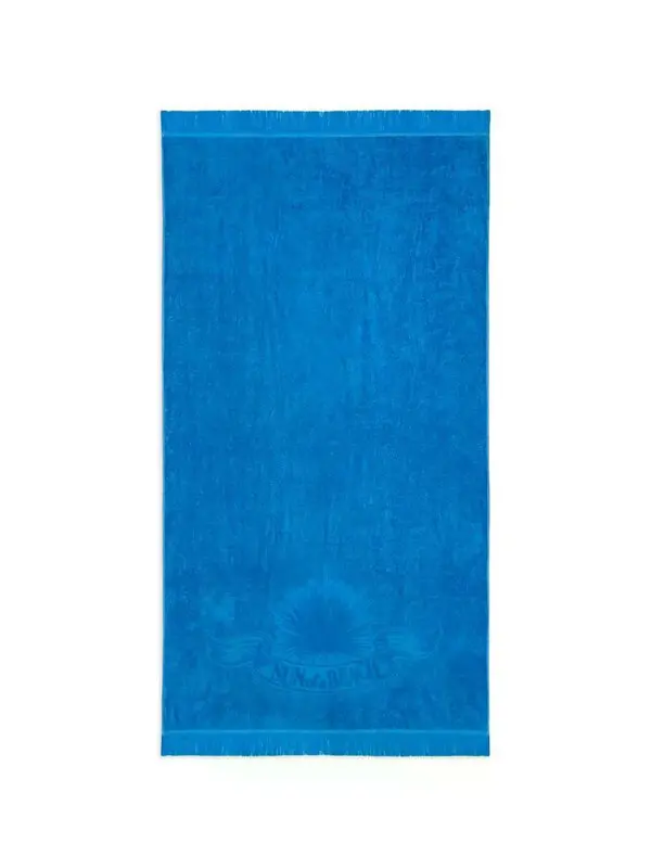 SUN OF A BEACH Fringed Logo-embossed Towel - Blue
