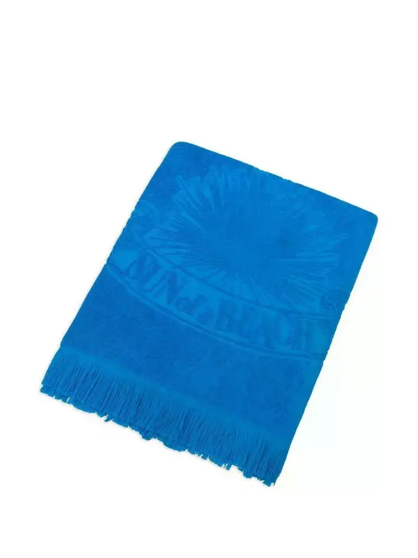 SUN OF A BEACH Fringed Logo-embossed Towel