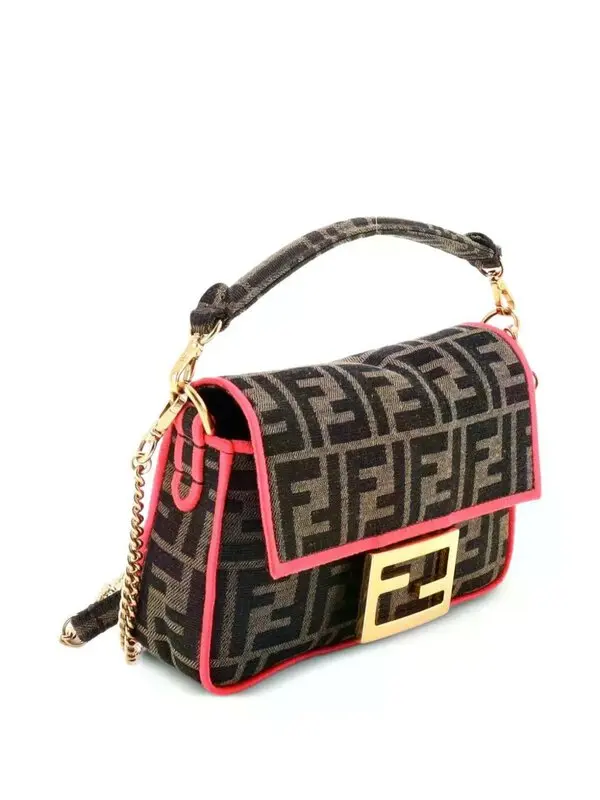 Fendi Zucca Canvas Mini Baguette Bag - Brown