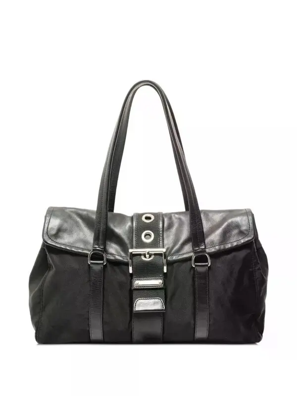 Prada Buckle Detail Tote Bag - Black