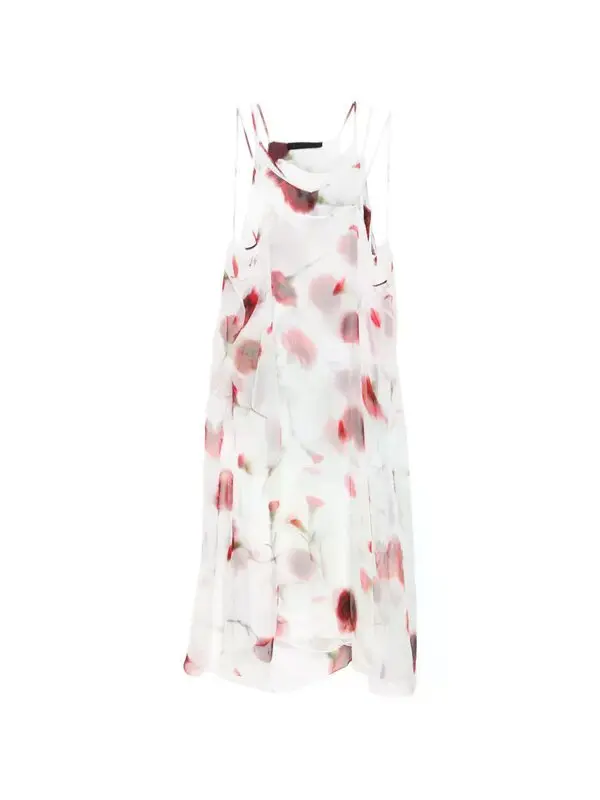 ALAINPAUL Carnation-print Silk Dress - White