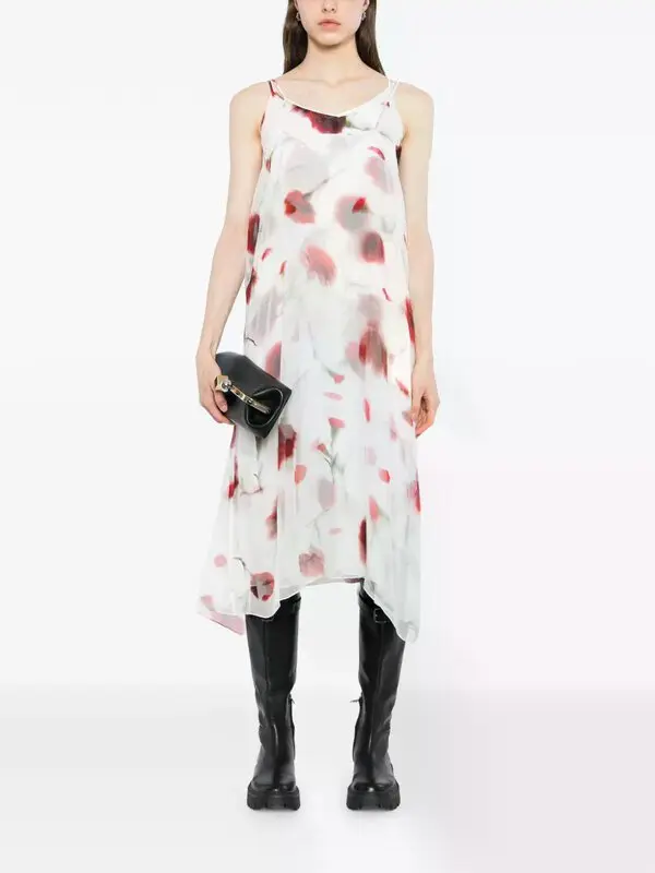 ALAINPAUL Carnation-print Silk Dress