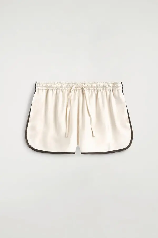 Cos Contrast-piped Satin Track Shorts - White