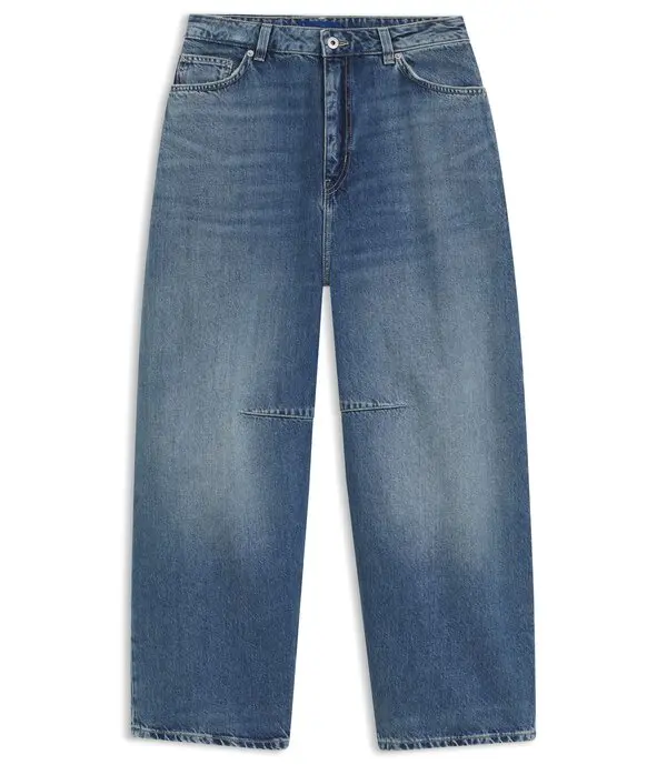 Hugo Barrel-leg Mid-rise Jeans In Indigo Wash