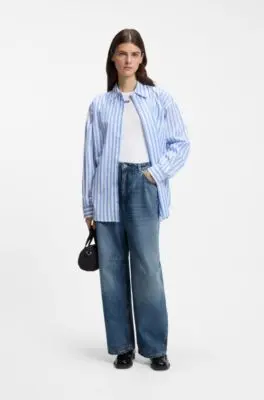Hugo Barrel-leg Mid-rise Jeans In Indigo Wash