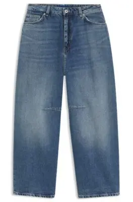 Hugo Barrel-leg Mid-rise Jeans In Indigo Wash