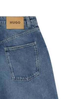 Hugo Barrel-leg Mid-rise Jeans In Indigo Wash