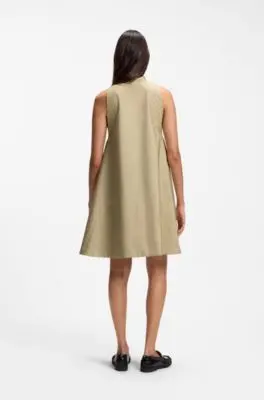 BOSS Relaxed-fit Sleeveless Cotton Poplin Dress With Stand Collar