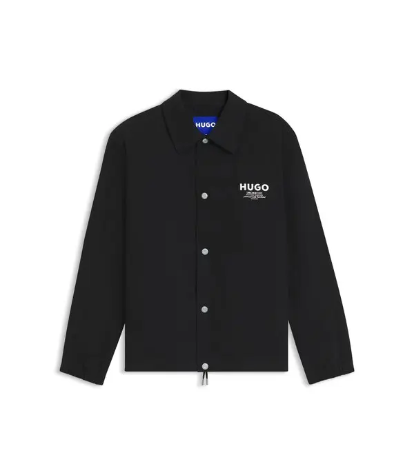 Hugo Cotton Twill Coach Jacket With Logo Details - Black