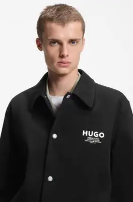 Hugo Cotton Twill Coach Jacket With Logo Details