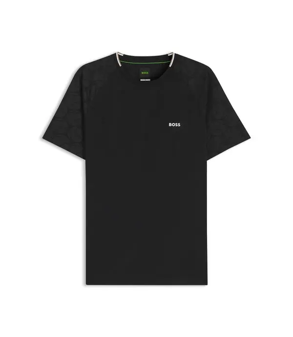 BOSS Active Moisture-wicking T-shirt With Tennis-ball Eming