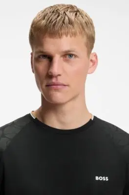 BOSS Active Moisture-wicking T-shirt With Tennis-ball Eming