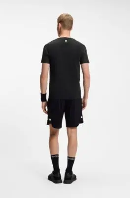 BOSS Active Moisture-wicking T-shirt With Tennis-ball Eming