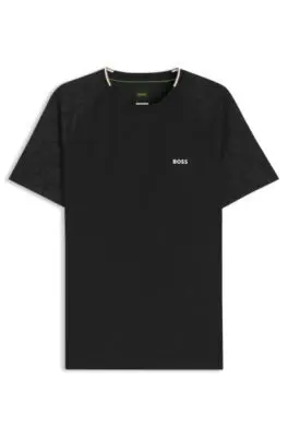 BOSS Active Moisture-wicking T-shirt With Tennis-ball Eming