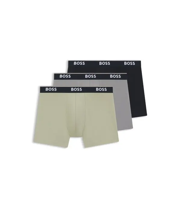 BOSS Three-pack Of Logo-waistband Boxer Briefs - Patterned