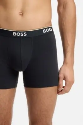 BOSS Three-pack Of Stretch-cotton Boxer Briefs With Logo Waistband - Patterned