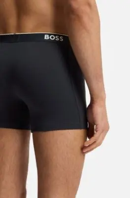 BOSS Three-pack Of Stretch-cotton Boxer Briefs With Logo Waistband - Patterned