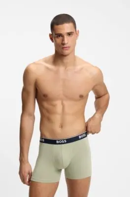 BOSS Three-pack Of Stretch-cotton Boxer Briefs With Logo Waistband - Patterned