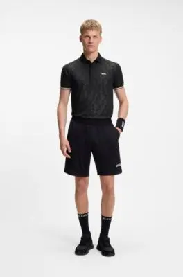 BOSS Active Slim-fit Polo Shirt With Emed Tennis-ball Pattern