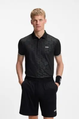 BOSS Active Slim-fit Polo Shirt With Emed Tennis-ball Pattern