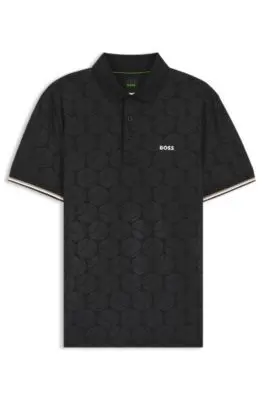 BOSS Active Slim-fit Polo Shirt With Emed Tennis-ball Pattern