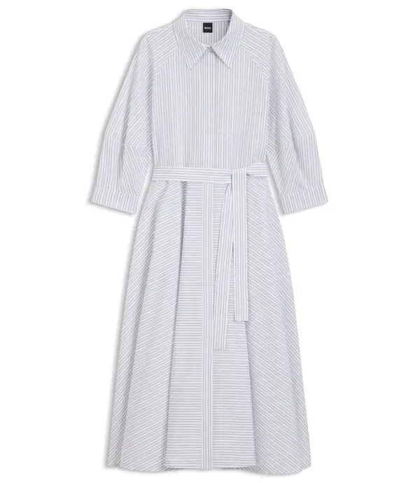 BOSS Striped Cotton Poplin Shirt Dress - Light Purple
