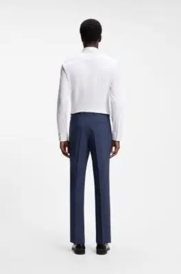Hugo Extra-slim Fit Wool Blend Trousers With Front Pleats