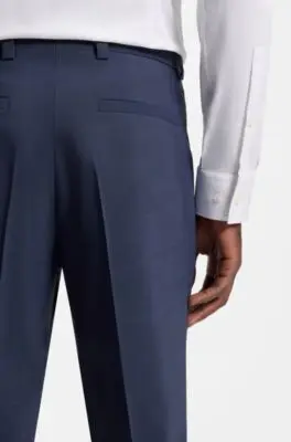 Hugo Extra-slim Fit Wool Blend Trousers With Front Pleats