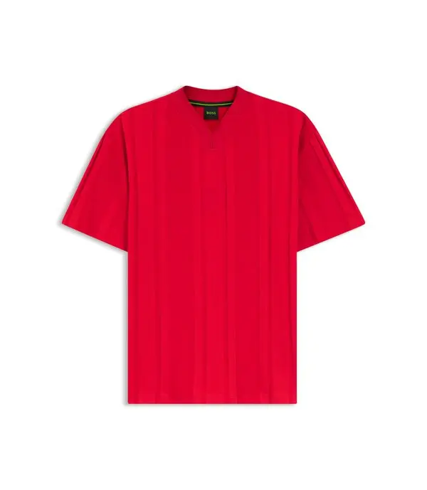 BOSS Textured-stripe T-shirt In Cotton