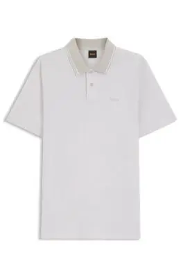 BOSS Logo-print Polo Shirt In Cotton Piqu