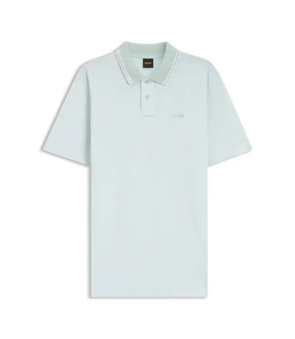 BOSS Logo-print Polo Shirt In Cotton Piqu