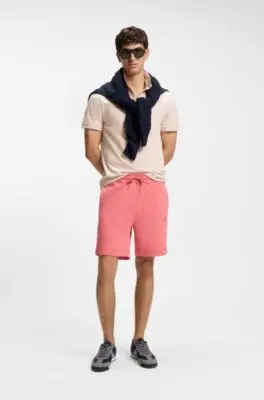 BOSS Stretch-cotton Slim-fit Polo Shirt With Logo Patch - Light Pink