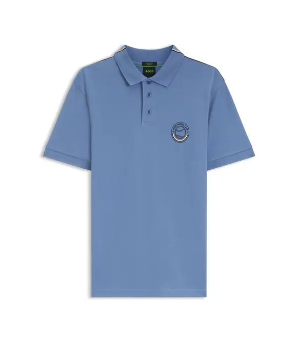 BOSS Stretch-cotton Polo Shirt With Tennis-inspired Logo
