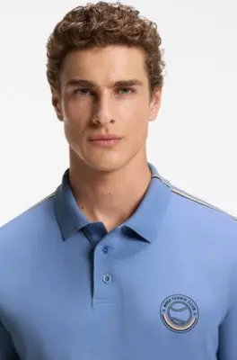 BOSS Stretch-cotton Polo Shirt With Tennis-inspired Logo