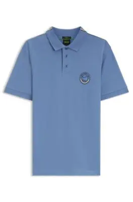 BOSS Stretch-cotton Polo Shirt With Tennis-inspired Logo
