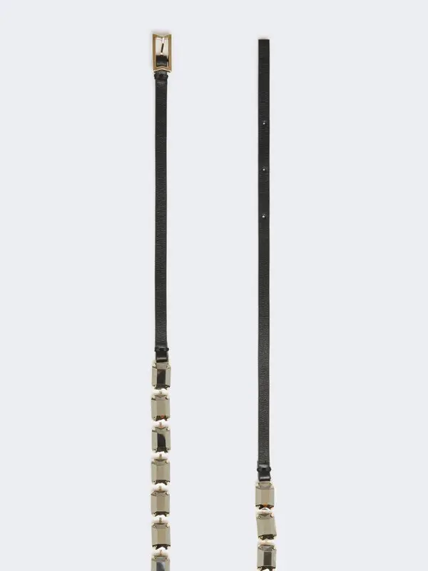 Max Mara Jewelled Nappa Leather Belt - Black