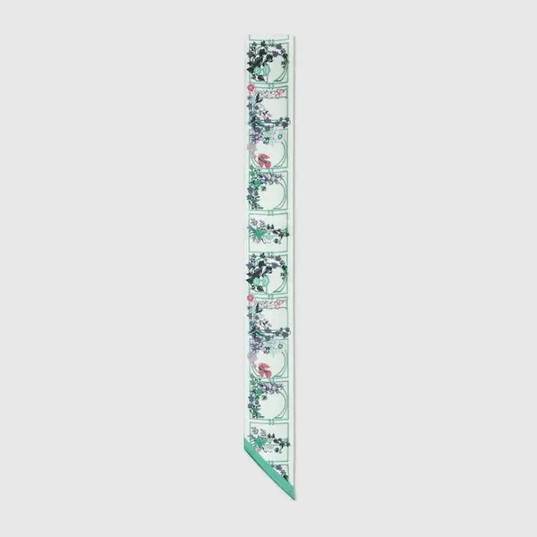 Gucci Printed Silk Twill Ribbon Silk - Green