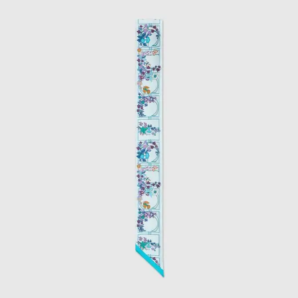 Gucci Printed Silk Twill Ribbon - Blue