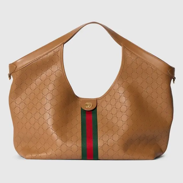 Gucci Giglio Large Tote Bag In Leather - Beige