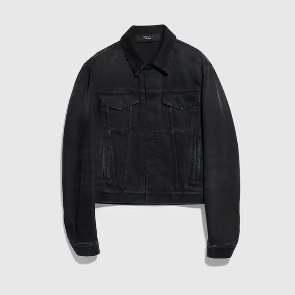 Gucci Washed Cotton Denim Jacket With Web Detail
