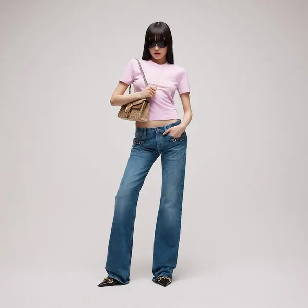 Gucci Stretch Cotton Denim Pants With Horsebit Detail