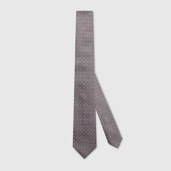 Gucci Interlocking G Silk Jacquard Tie - Grey