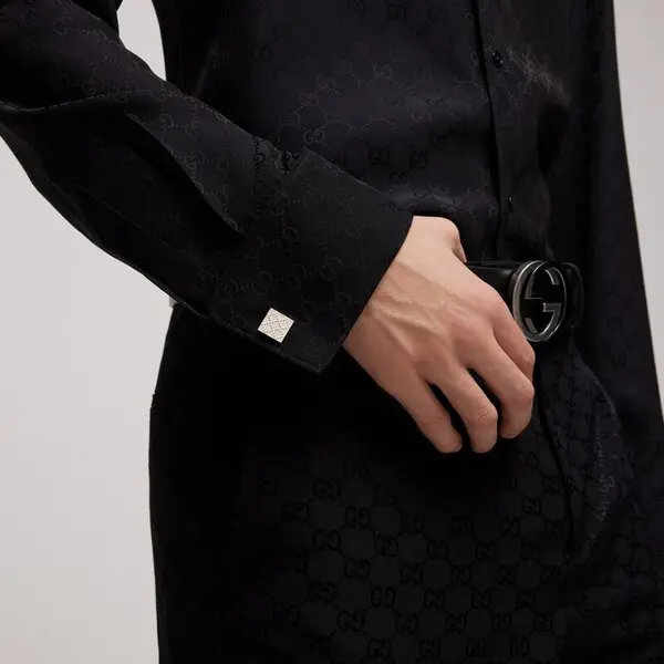 Gucci Sterling Silver Diamante Motif Cufflinks