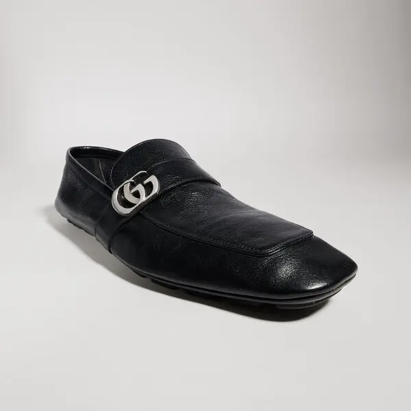 Gucci Double G Leather Driver Loafers